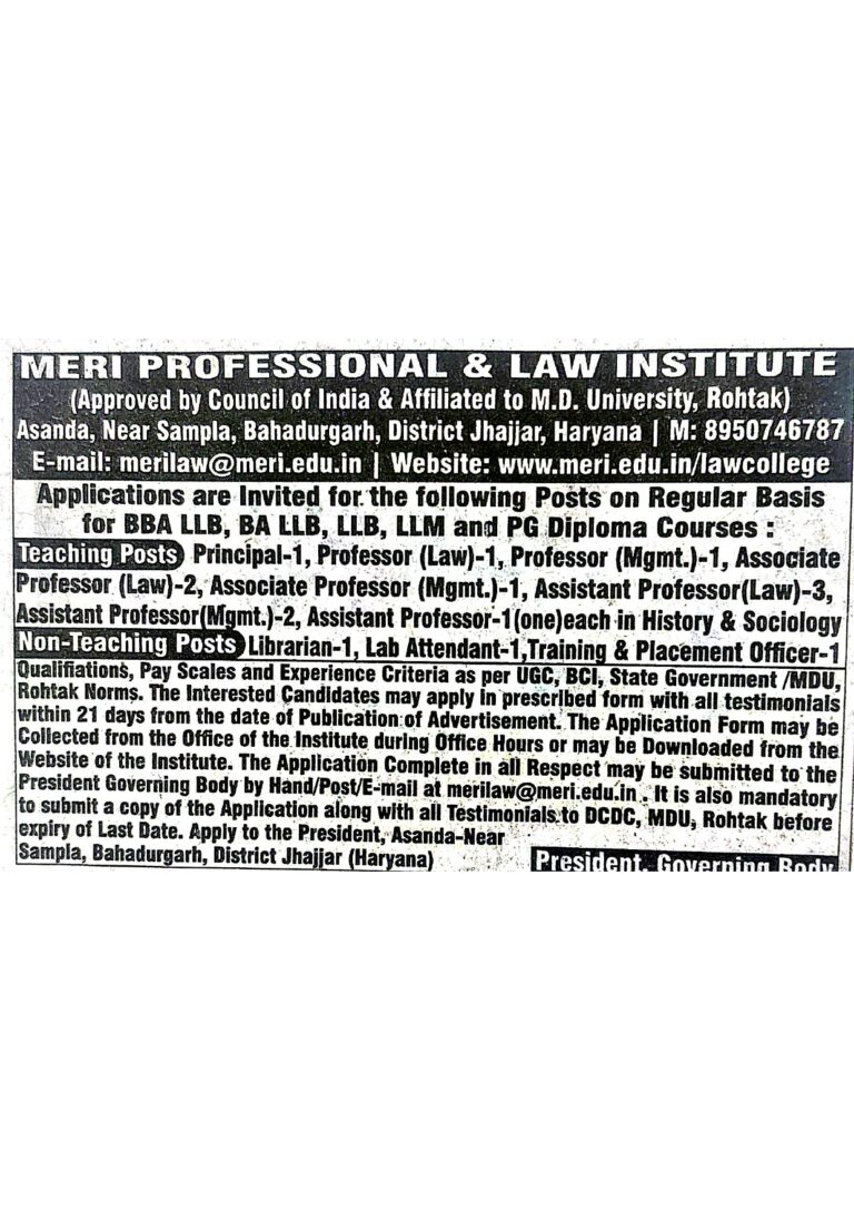 Career at MERI Professional and Law Institute